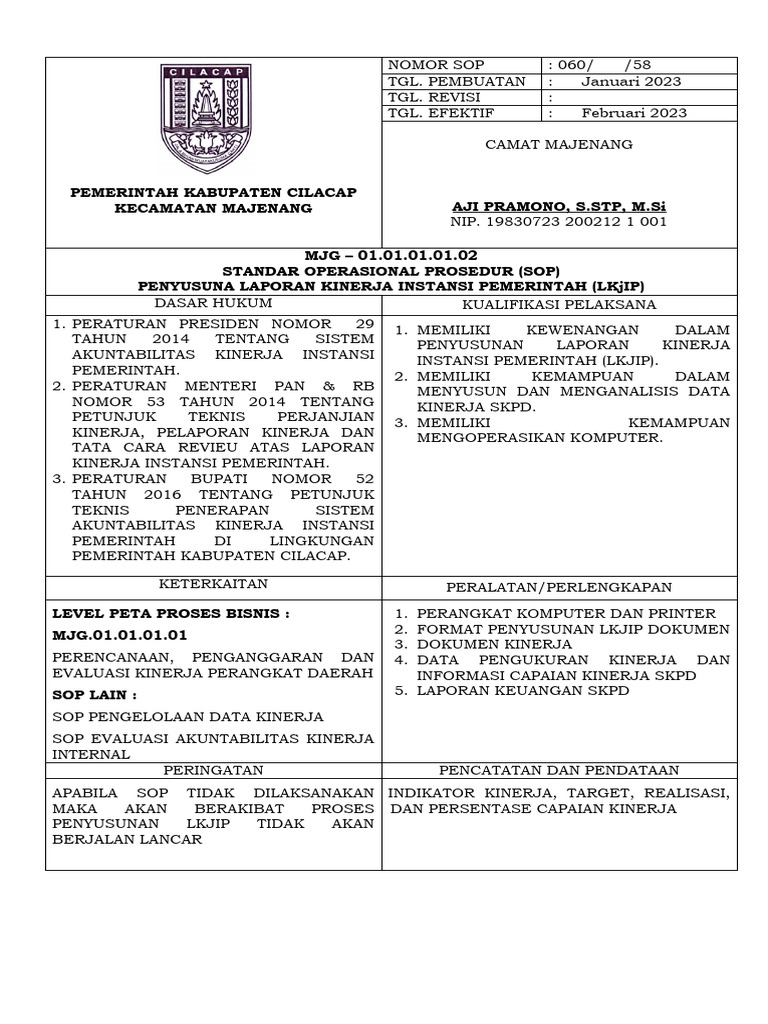 Sop Penyusunan Lkjip | PDF