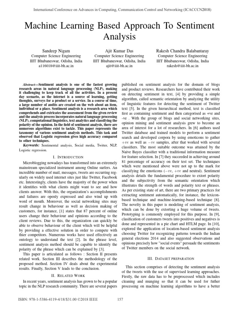 Machine Learning Sentiment Analysis | PDF