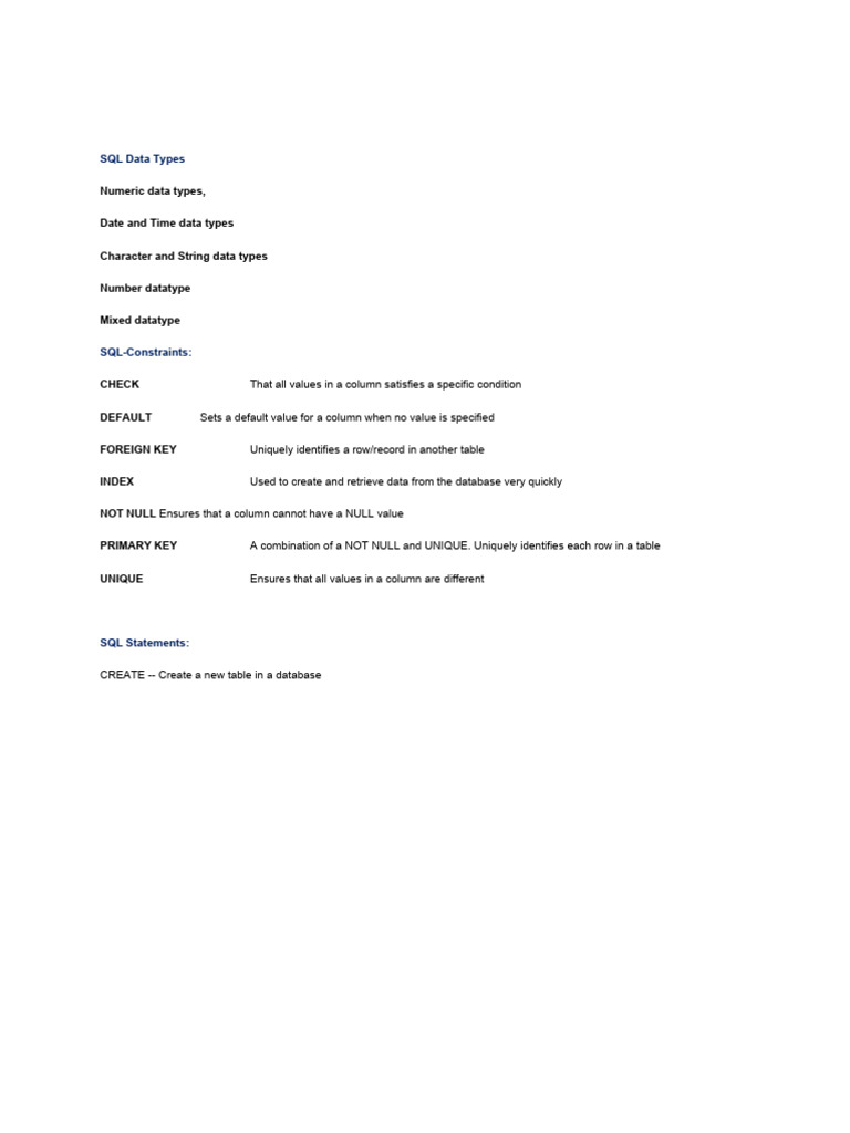 SQL Data Types | PDF
