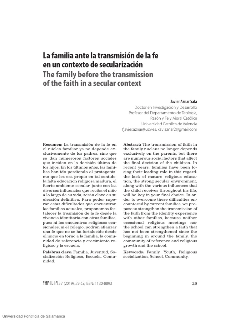 Familia Revista de Ciencias y Orientación Familiar 2019 N.º 57 Páginas ...