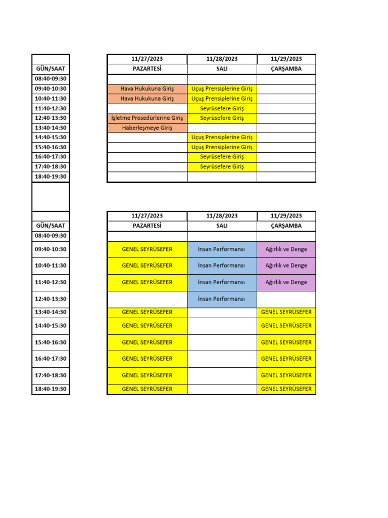 PPL Ve ATPL Ders Programı | PDF