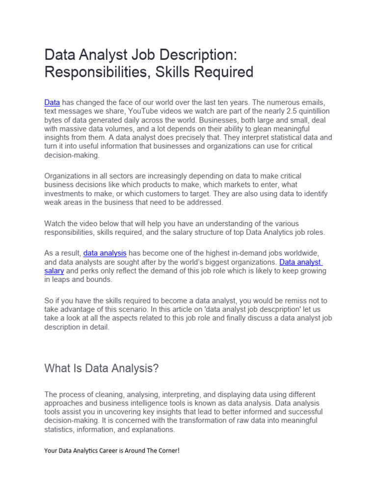 Data Analyst Information | PDF | Data Analysis | Intelligence Analysis