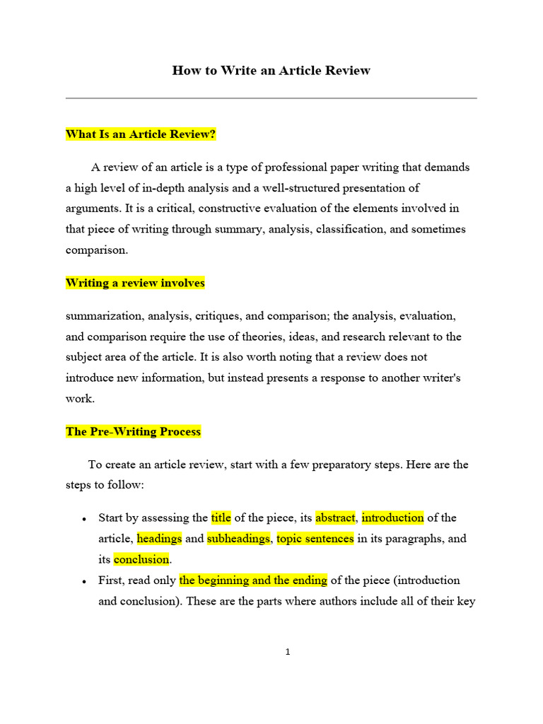 How to Write an Article Review | PDF | Artificial Intelligence ...