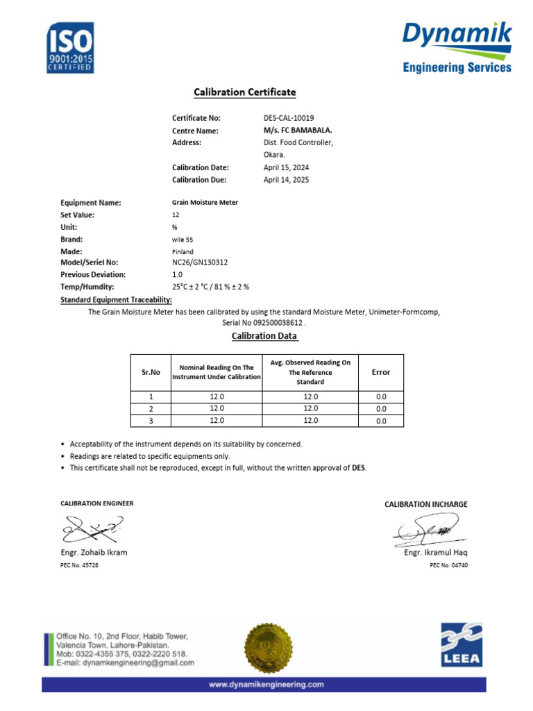 Calibration Certificate | PDF | Calibration | Measure Theory