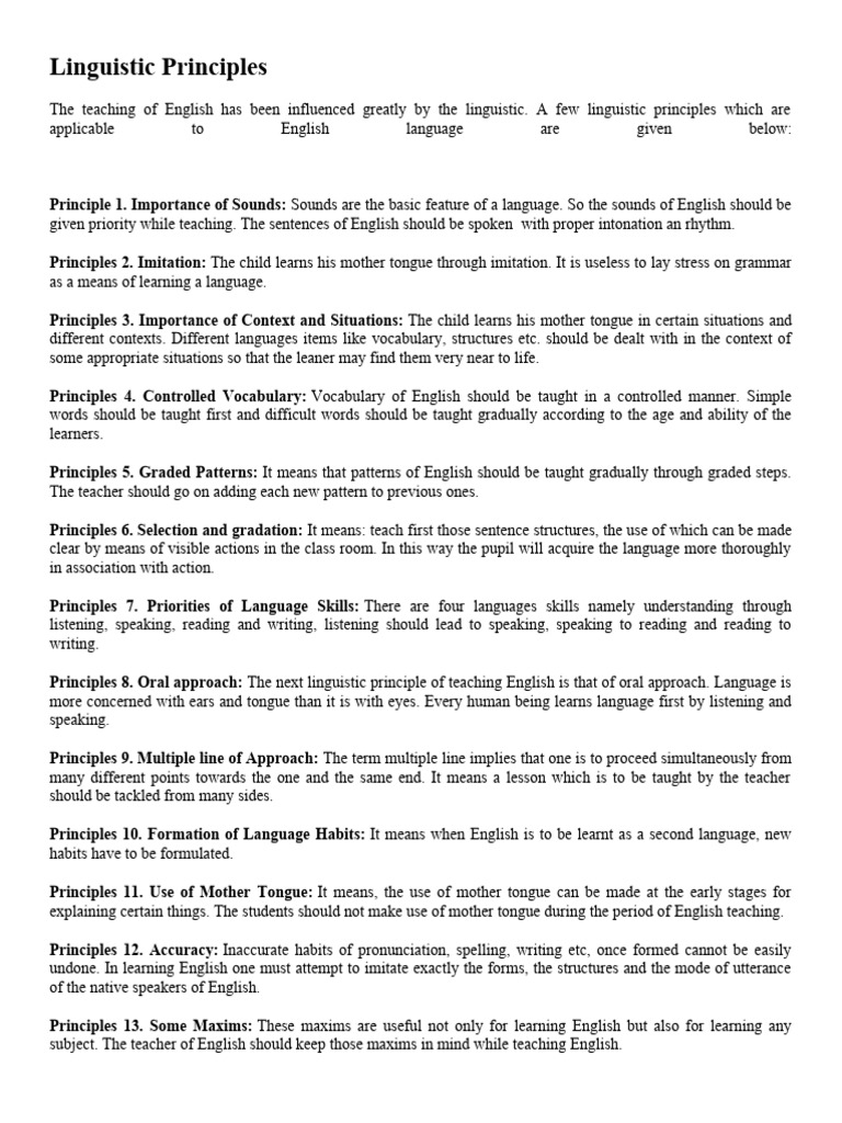 Linguistic Principles | PDF | Vocabulary | Learning