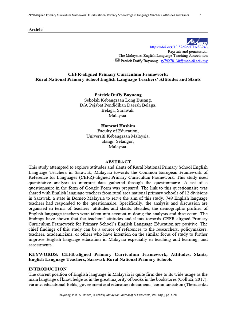 Rural Teachers' Views on CEFR Curriculum | PDF | Curriculum | Teachers