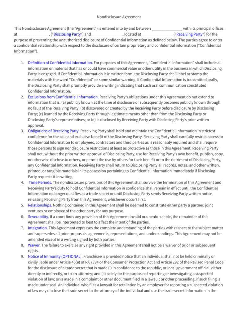 Disclosing Party Receiving Party | PDF | Confidentiality | Non ...