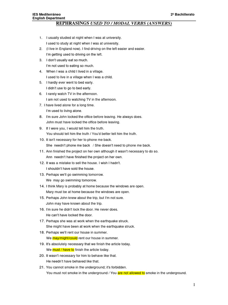 English Rephrasing Exercises | PDF