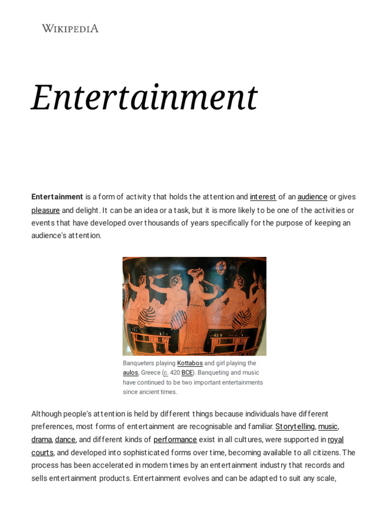 Entertainment - Wikipedia | PDF | Entertainment | Comedy