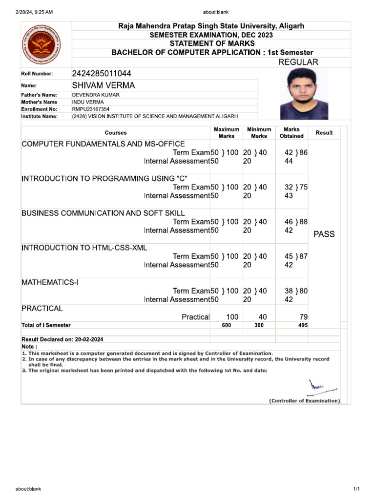 BCA First Sem | PDF