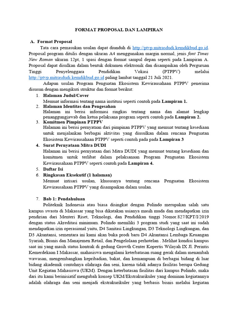 2-FORMAT-PROPOSAL-DAN-LAMPIRAN-PROGRAM-PENGUATAN-EKOSISTEM-KEWIRAUSAHAAN (2) | PDF
