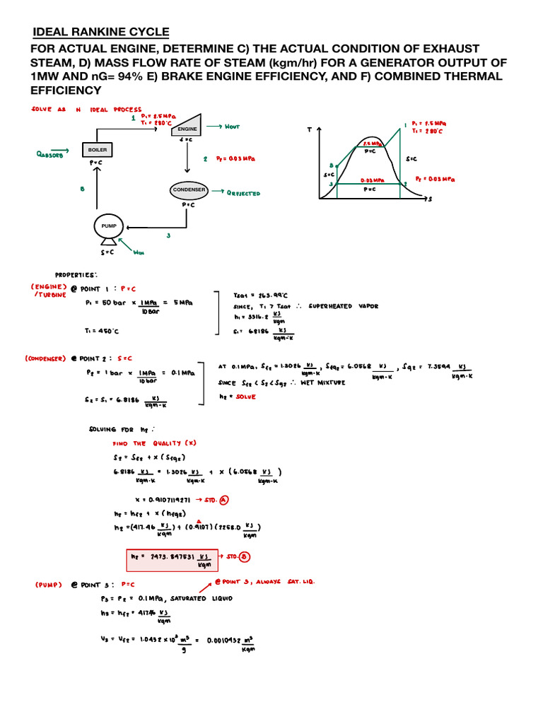 Cycle and Engine Analysis of An Ideal Rankine Cycle 3 | PDF | Steam ...