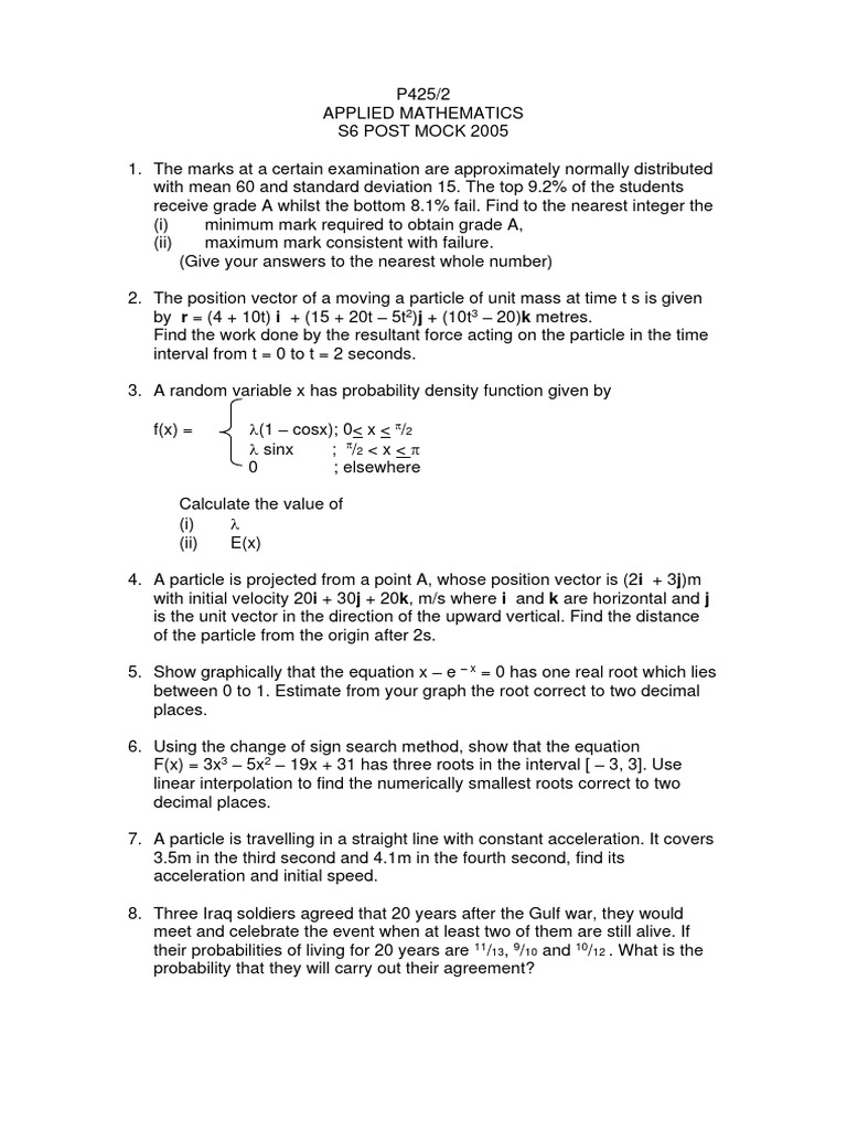 ALEVEL Math Pepr 2 Set 7 | PDF | Force | Classical Mechanics