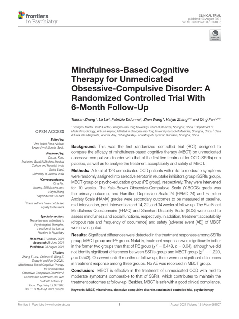 Paper Ocd Treatment 3 Pdf Obsessive Compulsive Disorder Cognitive
