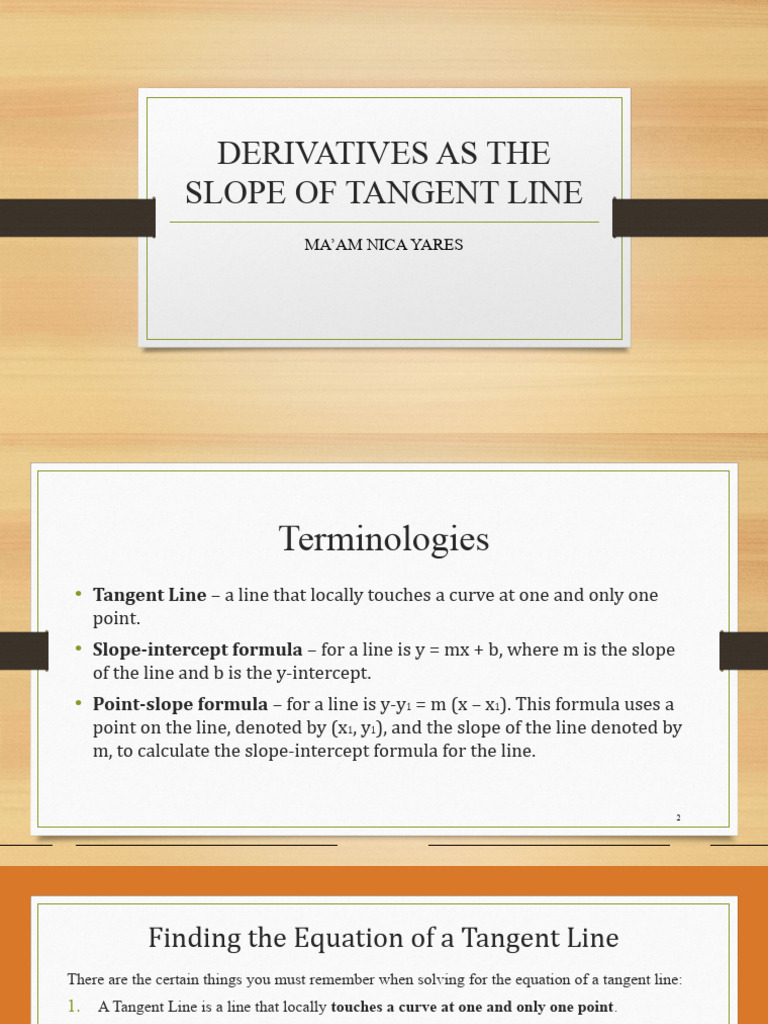 Derivatives As The Slope Of Tangent 2 Pdf Trigonometric Functions