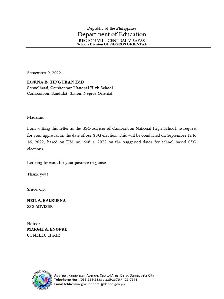 Letter of Request For SSG Election | PDF