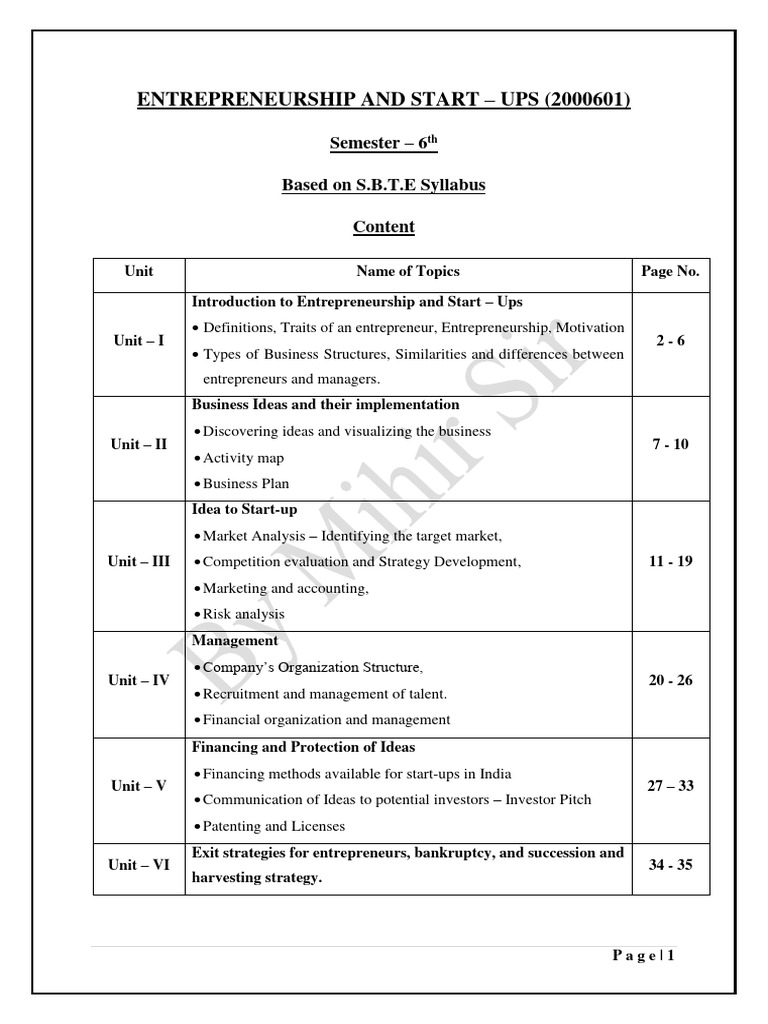 Entrepreneurship and Start - Ups (2000601) | PDF | Entrepreneurship ...