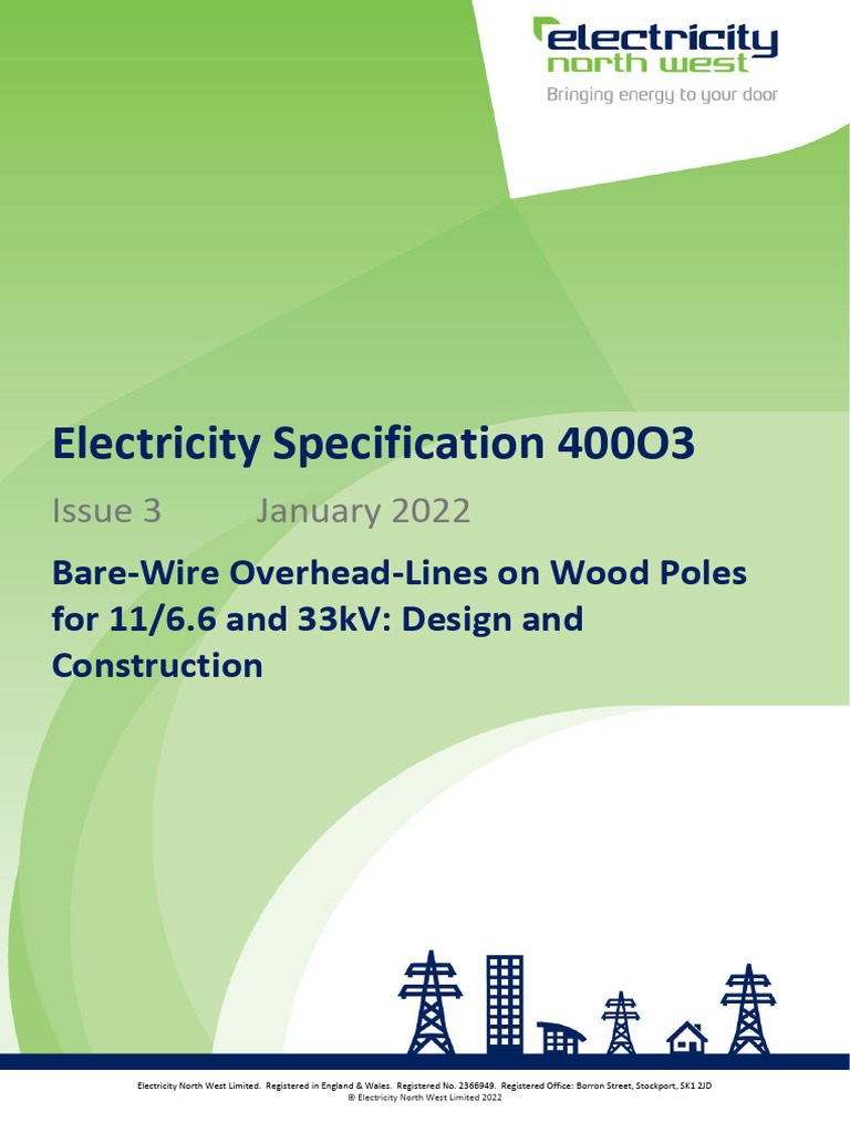 Es400 O3 Bare Wire Overhead Lines On Wood Poles For 11 6.6 and 33kv ...