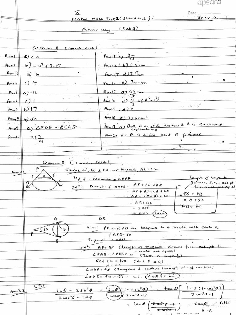 Maths Mock Test X | PDF