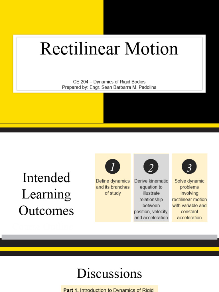 CE204 01 Rectilinear Motion | PDF | Kinematics | Acceleration