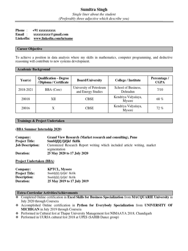 BBA Resume Template - 240208 - 183909 | PDF
