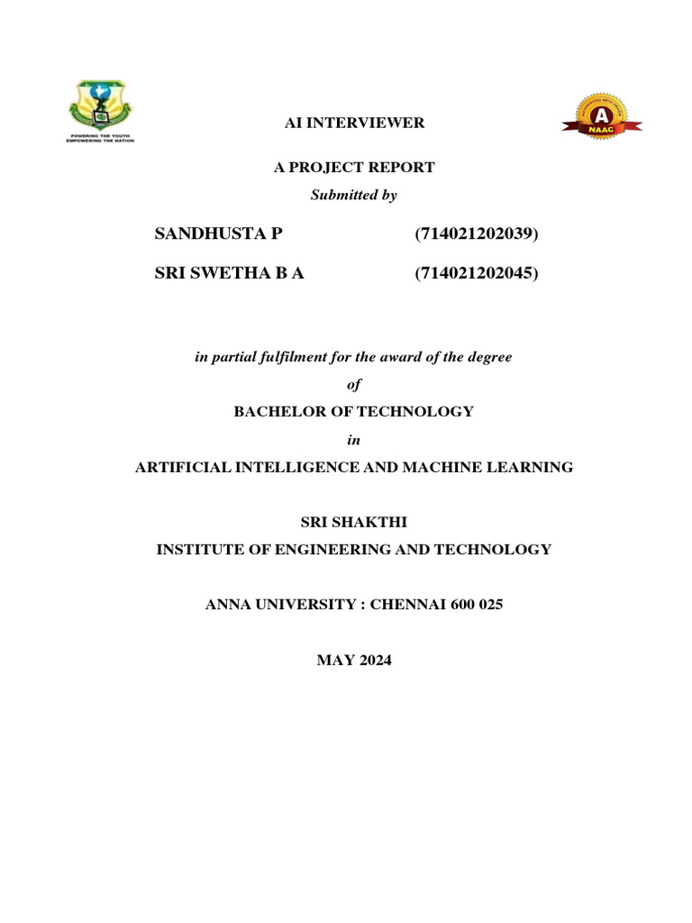 AI Interviewer Project Report | PDF | Usability | Artificial Intelligence