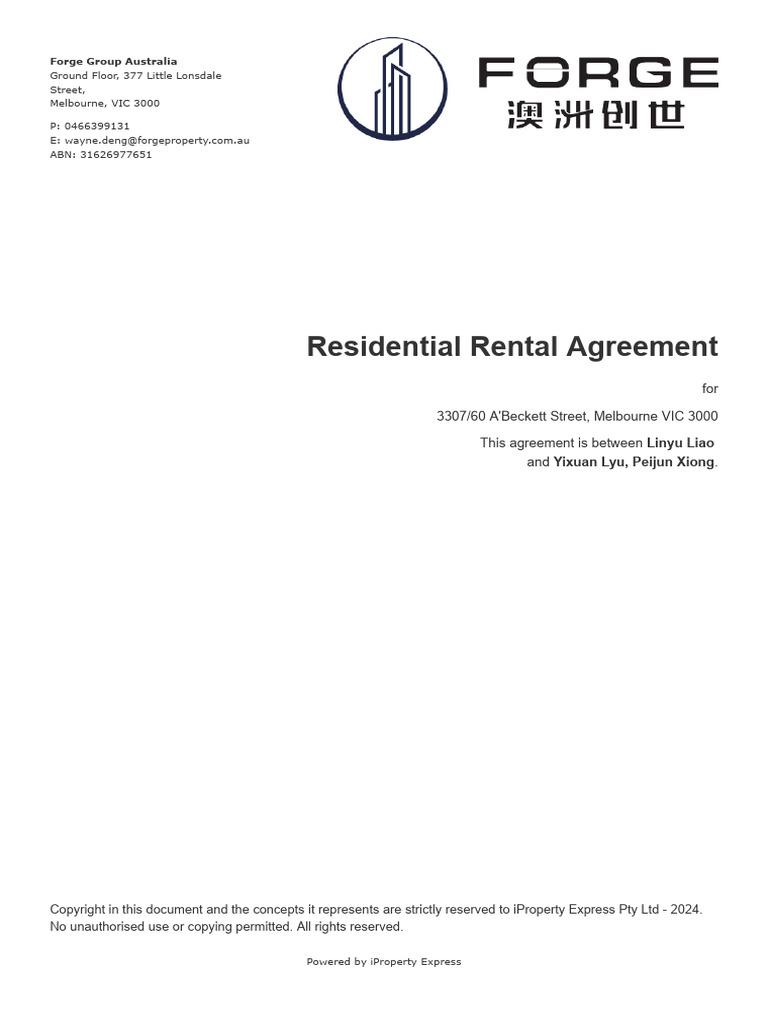 Residential Rental Agreement (2024!03!01) 3307 - 60 ABeckett Street ...