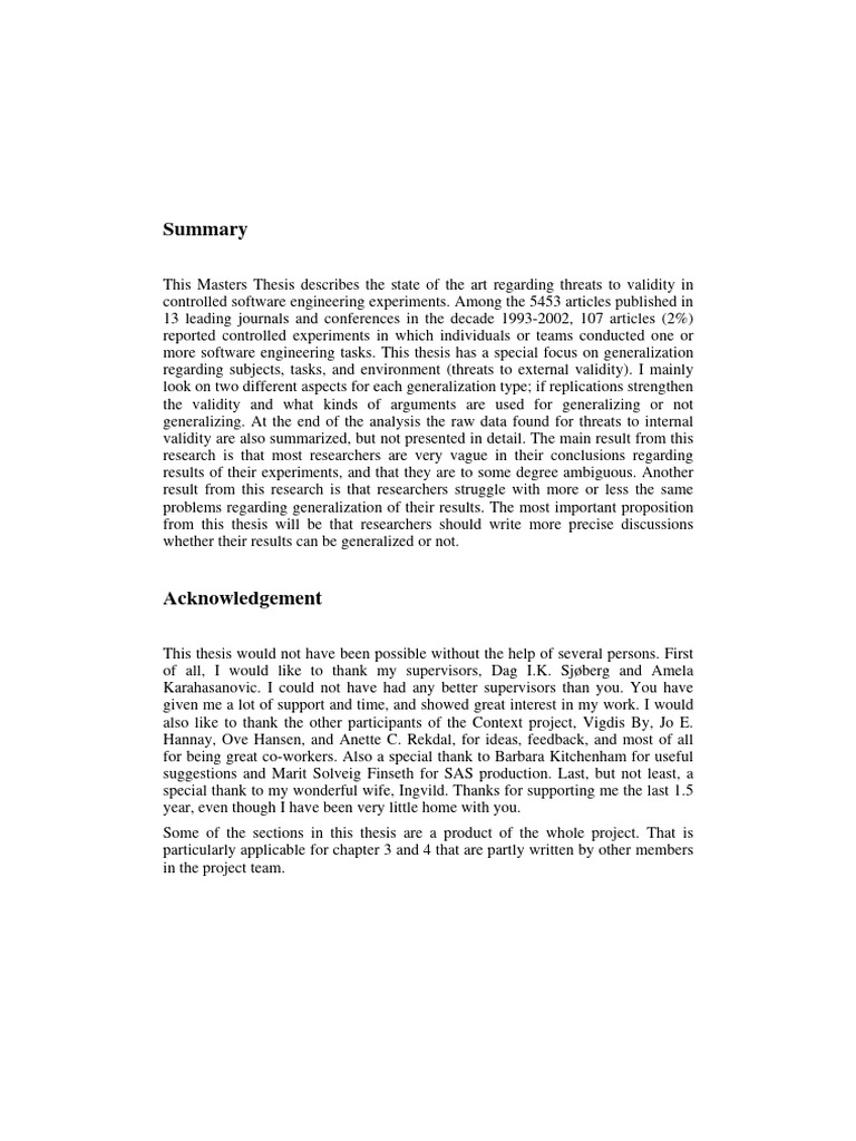 Masters Thesis Pdf Experiment Validity Statistics