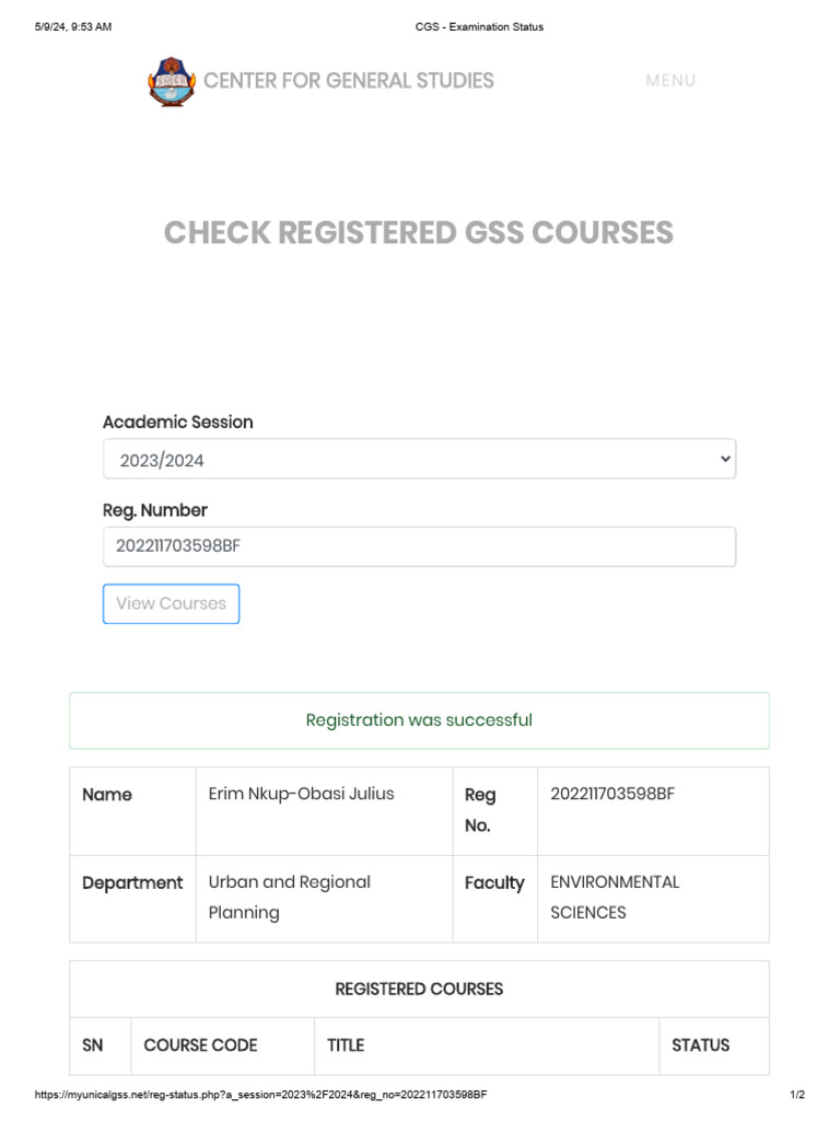 CGS - Examination Status | PDF