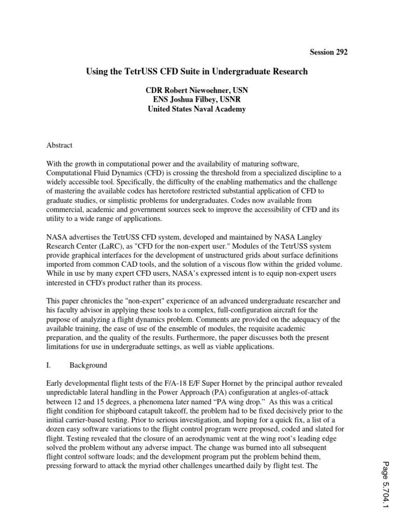 Using The TetrUSS CFD Suite in Undergraduate Research | PDF ...