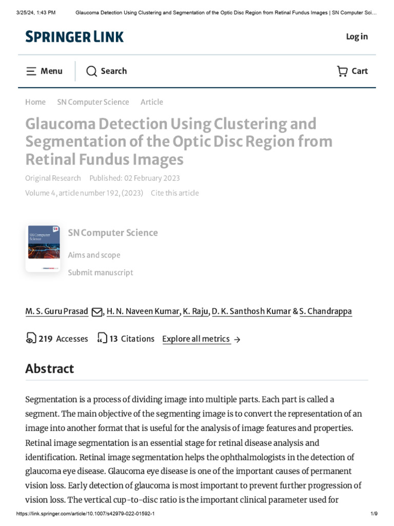 Retinal Image Segmentation for Glaucoma | PDF | Image Segmentation | Retina