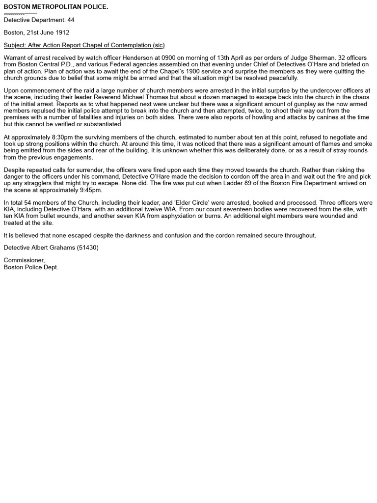 Boston Police Report On Chapel of Contemplation Raid - Cthulhu Spotted ...
