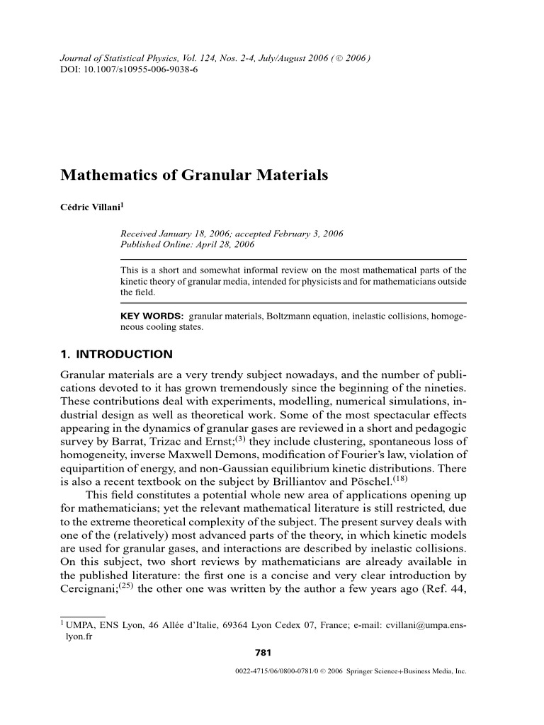 Kinetic Theory of Granular Materials | PDF | Collision | Temperature