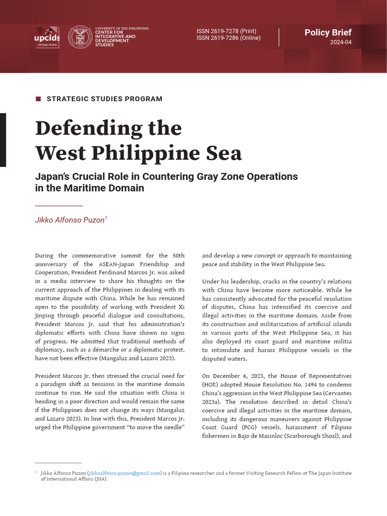 Japan's Role in West Philippine Sea Defense | PDF | Philippines | Coast ...