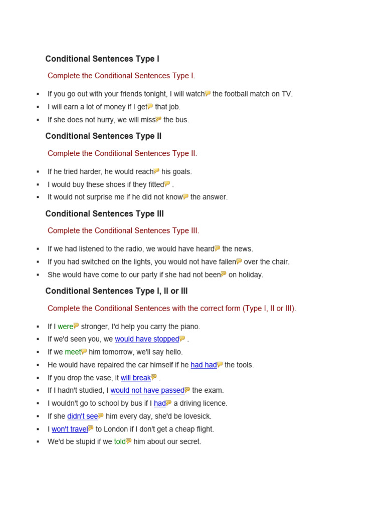 Conditional Sentences Type I | PDF | Sentence (Linguistics) | Semantic Units