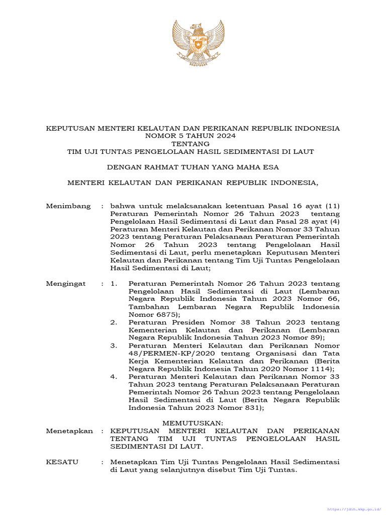 Kepmen Kkp No 5 Tahun 2024 Pdf