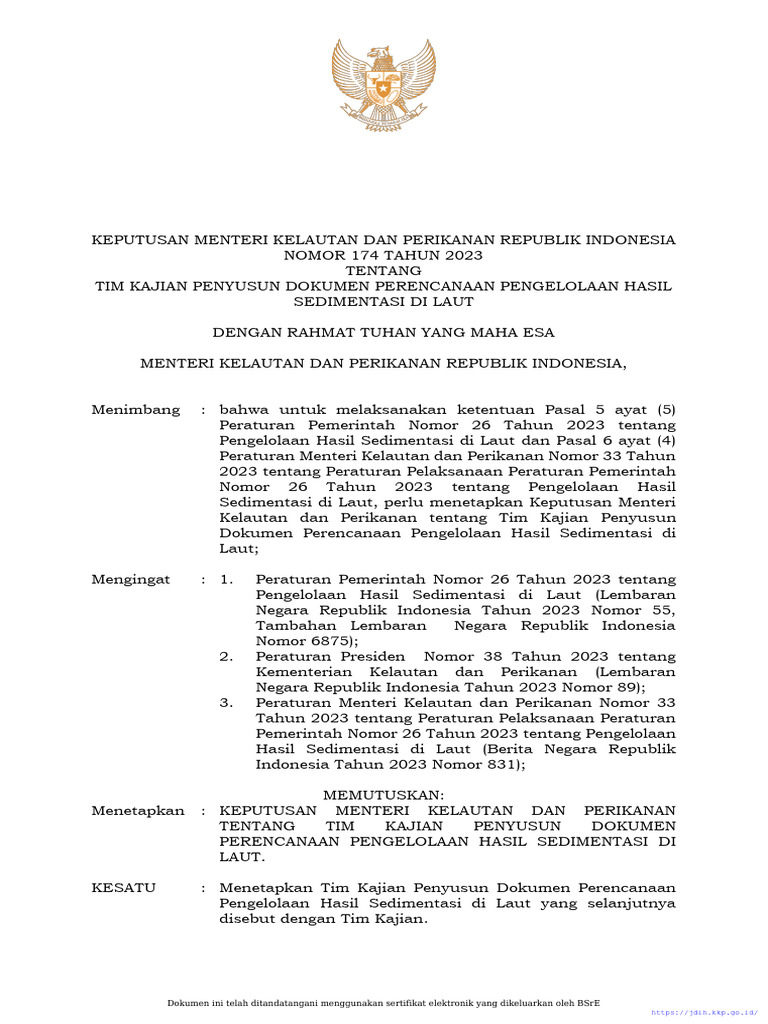 Kepmen KKP Nomor 174 Tahun 2023 | PDF