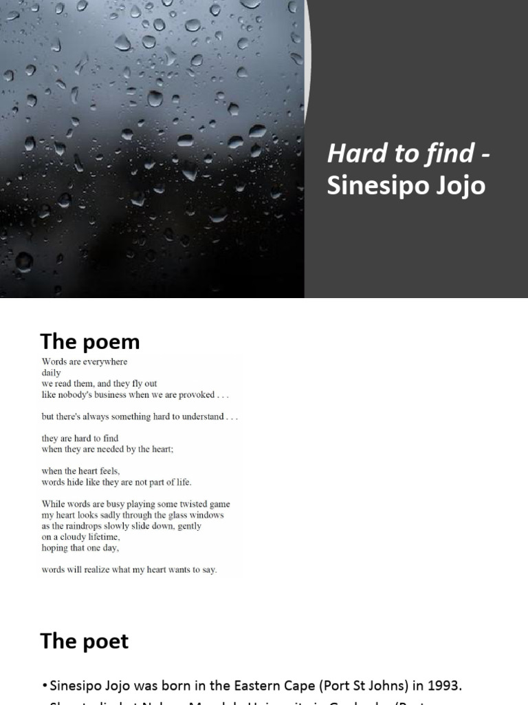 Hard To Find - Sinesipo Jojo | PDF | Poetry | Feeling