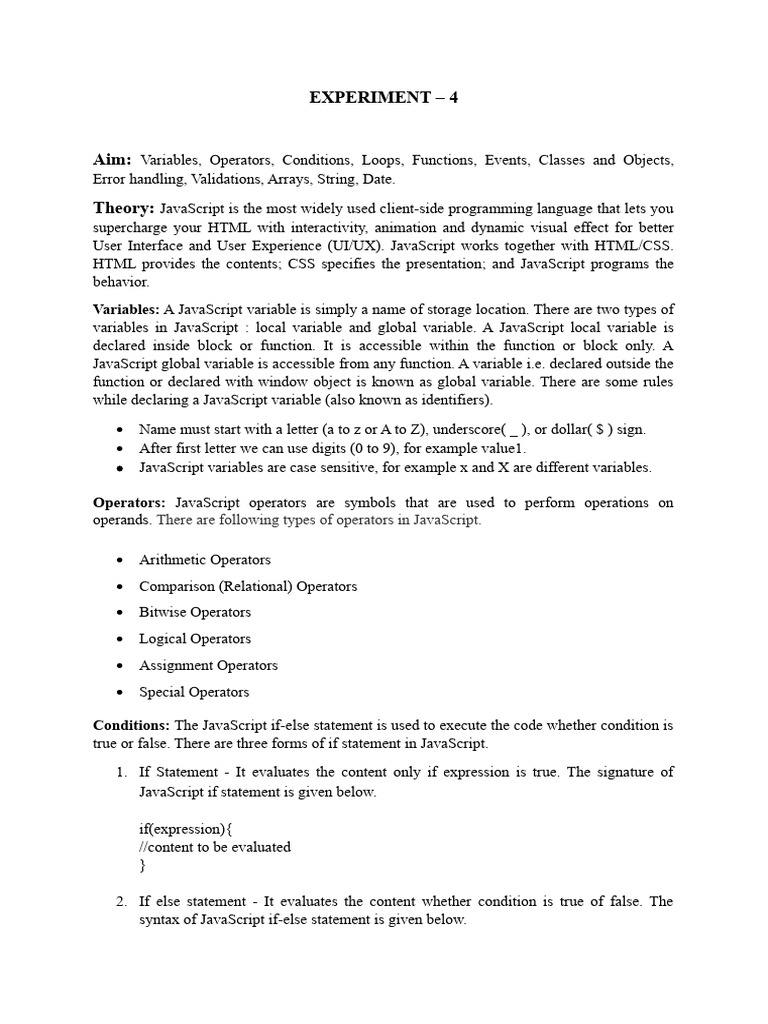 Exp4 | PDF | Java Script | Control Flow