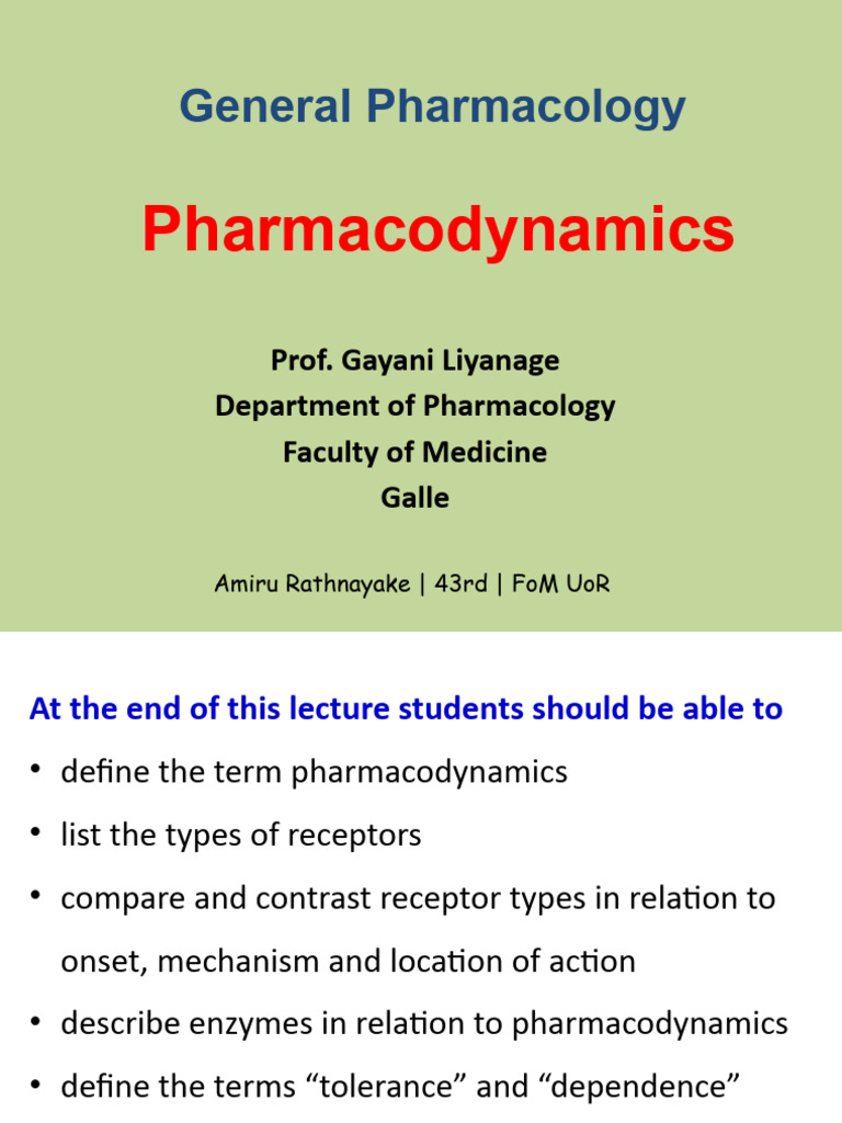 Pharmacodynamics 2023 | PDF | Receptor (Biochemistry) | Receptor Antagonist