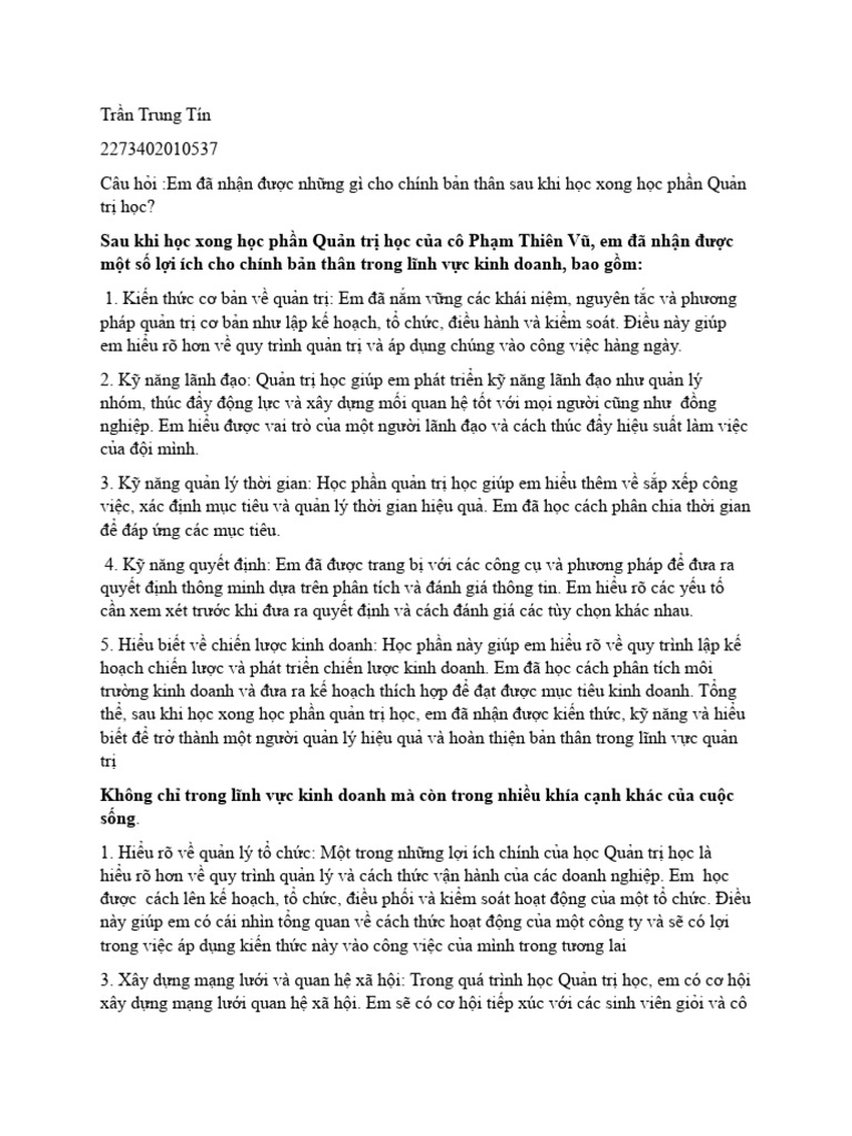 Bài tập cá nhân QTH | PDF