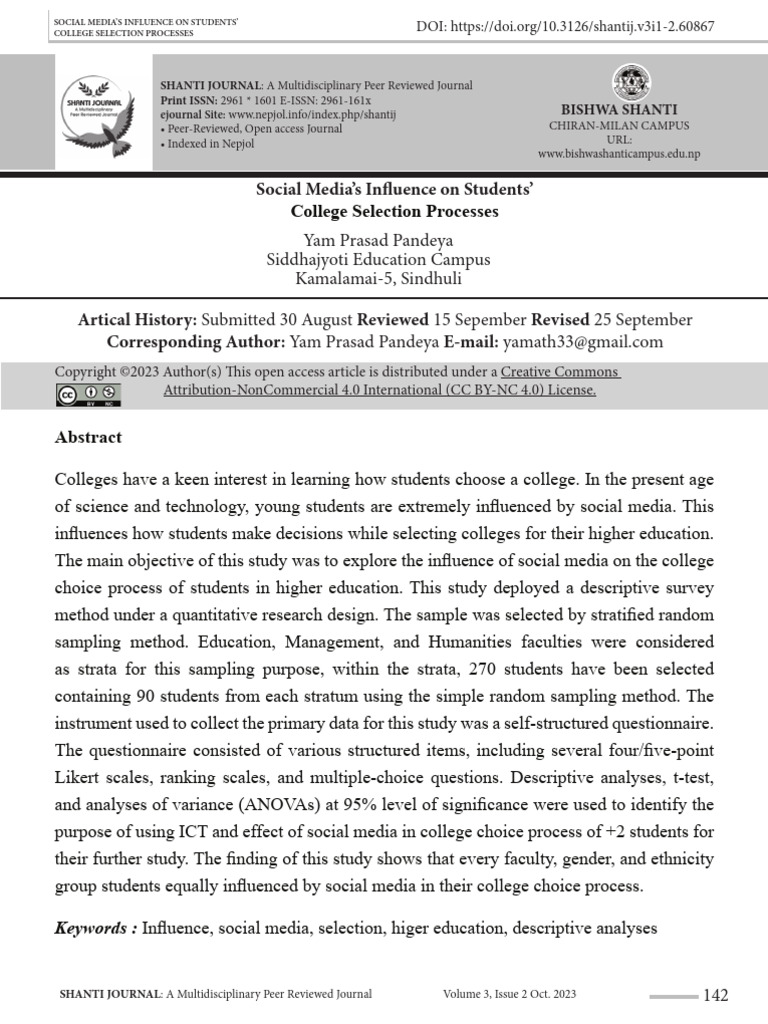 Social Medias Influence On Students College Sele | Download Free PDF ...