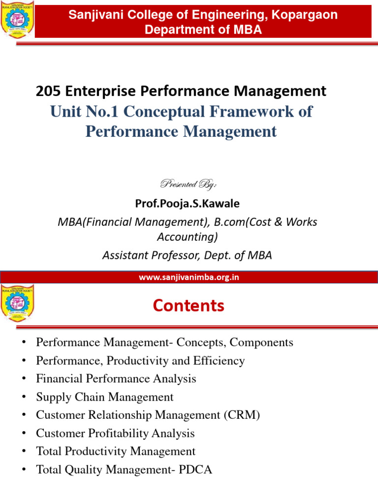 Unit No 1 - Conceptual Framwork of Performance Management | Download Free PDF | Supply Chain ...