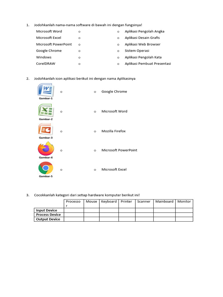 Contoh Soal Menjodohkan | PDF | Komputer
