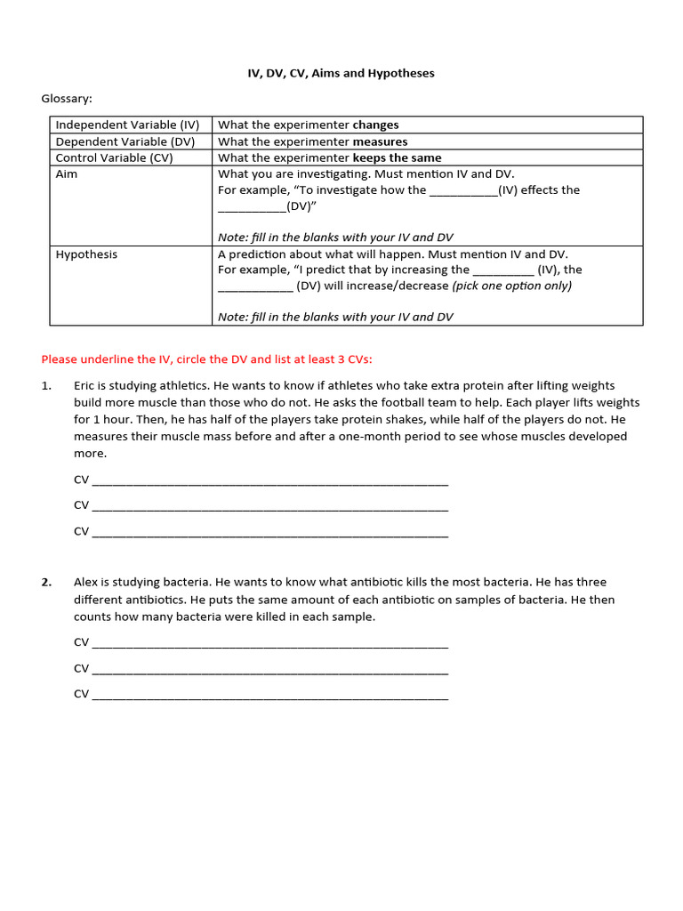 Understanding IV, DV, CV in Experiments | PDF | Hypothesis ...