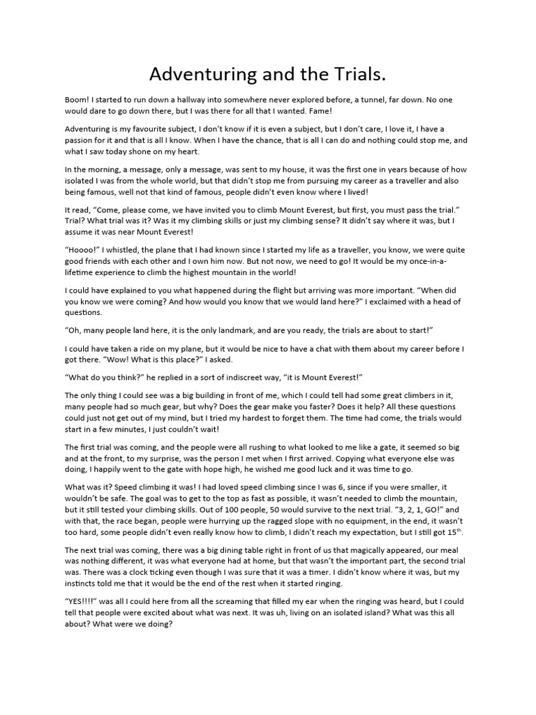 Adventuring and The Trials | PDF | Mount Everest