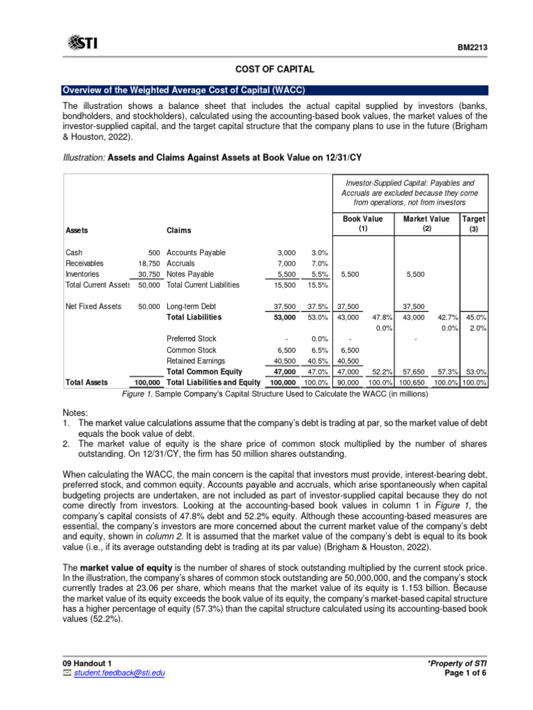 09 Handout 1 | Download Free PDF | Cost Of Capital | Book Value