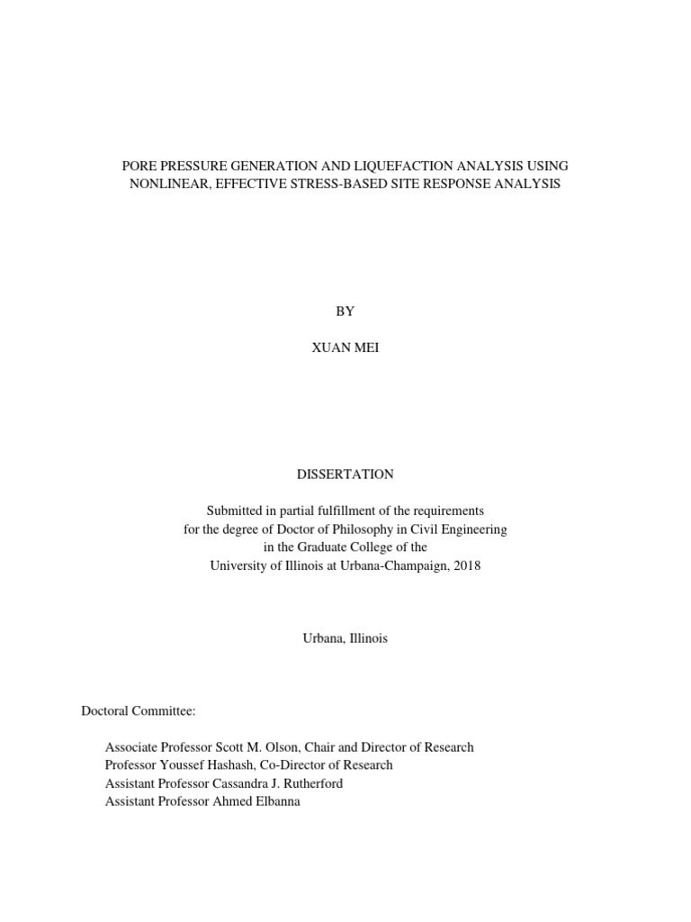 2018 Mei Dissertation Pore Pressure Generation And Liquefaction Analysis Using Nonlinear