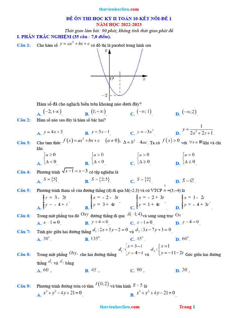 Bo de Thi HK2 Toan 10 KNTT Giai Chi Tiet | PDF