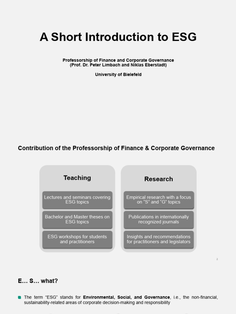 ESG - A Short Introduction | PDF | Economies | Business